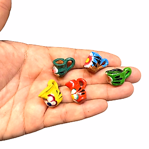 Generic JDProvisions 12 Pieces Miniature Mexican Mugs Jarritos Pottery Ceramic Mud Handpainted for Arts and Crafts Party Favor Decorations