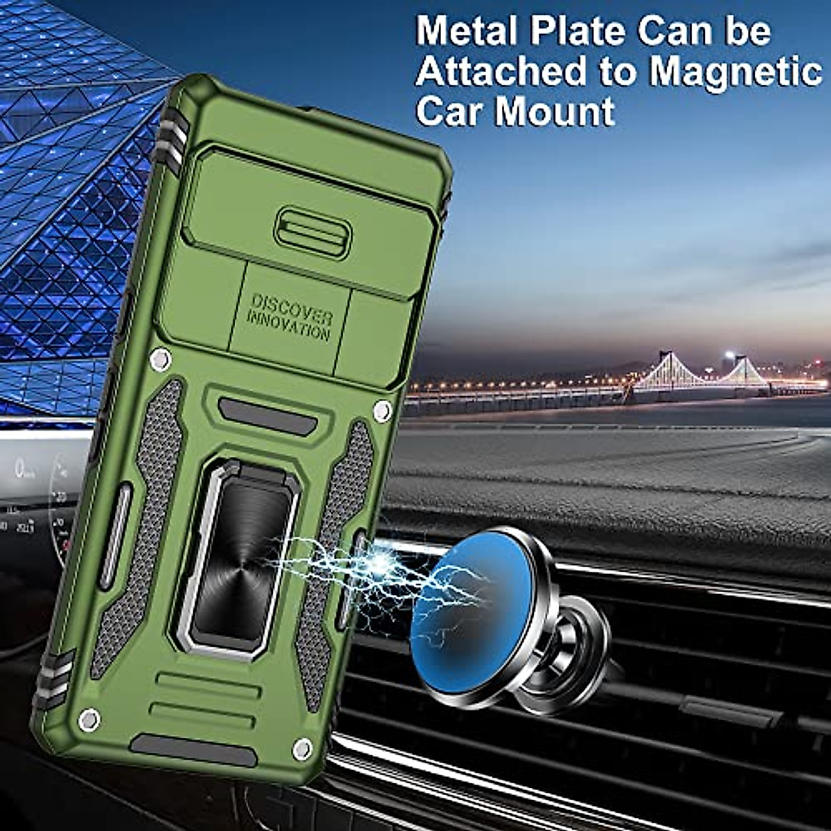 Pixel 7 Pro case, Google Pixel 7 Pro Case with Slide Camera Cover,Google Pixel 7 Pro Phone Case with HD Screen Protector， Magnetic Kickstand Case for Google Pixel 7 Pro，Green
