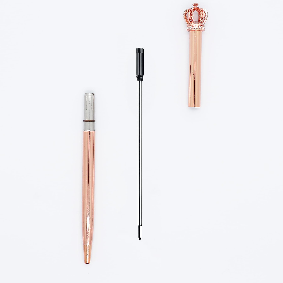 DunBong Black Ink Refill Pack of 5, Replaceable Ballpoint Pen Refills, Medium Point Metal Refill (Black)