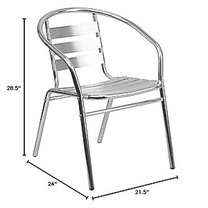 Flash Furniture 31.5'' Round Aluminum Indoor-Outdoor Table Set with 4 Slat Back Chairs