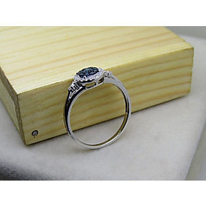 Dazzlingrock Collection 0.30 Carat (ctw) Round Blue & White Diamond Halo Style Cluster Engagement Ring for Women in 14K White Gold Size 6.5