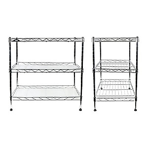 Apollo Hardware Chrome 3-Tier Wire Shelving Unit 20"x12"x20" with Shelf Liner
