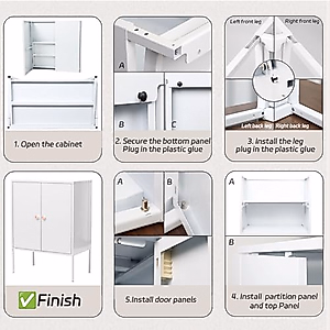 STSDOHAB Black Metal Storage Cabinet -Black Free Standing Cupboard for Kitchen, Entryway, Bathroom, and Office File Storage - Easy Assembly Sideboard and Buffet