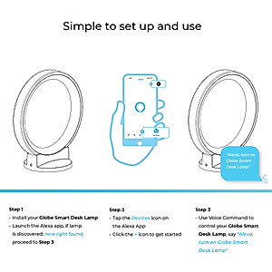 Globe Electric 50582 Works with Alexa Only Wi-Fi Smart Desk Lamp, Black, Voice Activated, Energy Star Certified, 9 Watts, Multicolor Changing RGB, Tunable White 2000K - 5000K, 630 Lumens, 90 CRI