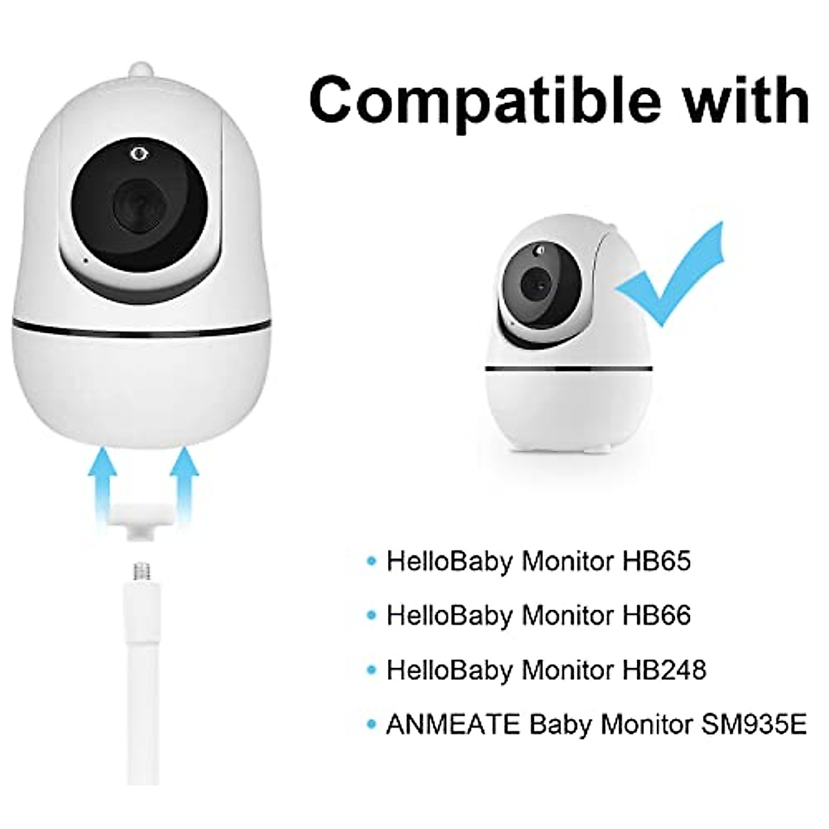 Baby Monitor Mount Compatible with HelloBaby HB65/HB66/HB248,ANMEATE SM935E Baby Monitor Camera 15.7 inches Flexible Clip Clamp Mount Long Gooseneck Arm, Baby Monitors Holder Without Tools