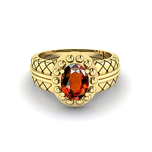 SirDaksh 8.00 Carat Natural Certified Gomed Hessonite Gold Plated Ring for Men Or Women's