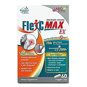 LABO Nutrition FlexC MAX EX with Turmeric Curcumin C3 Reduct 95% Tetrahydrocurcuminoids, Bioperine, Boswellia Extract & OptiMSM, Effective Antioxidation, Joint & Body Discomfort Relief