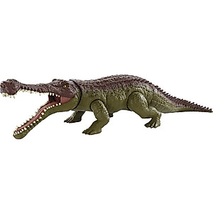 Mattel Jurassic World Massive Biters Sarcosuchus Dinosaur Action Figure Toy, Posable Large Species, Strike & Chomp Motion