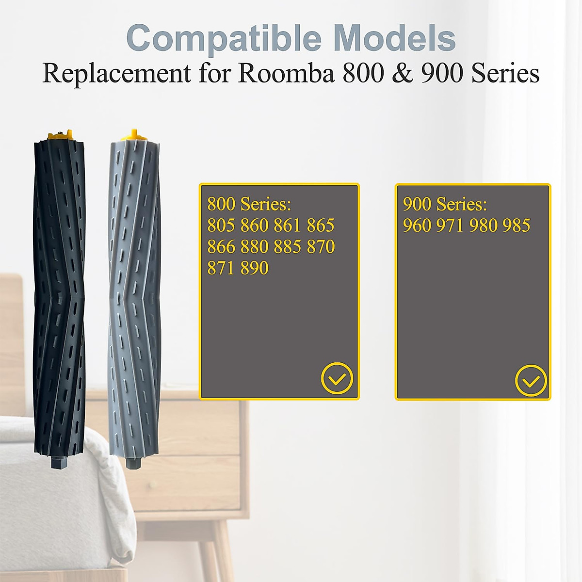 Zengerent 2 Sets Roller Brushes Replacement Compatible with iRobot Roomba 800 900 Series, Dual Multi-Surface Rubber Brushes Roomba Replacement Accessory for Irobot Roomba Vacuum Cleaner