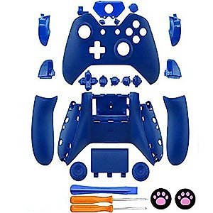 FeiYen Full Housing Shell Case Cover with Buttons for Xbox One Wireless Controller With Pink Joysticks + T8 T6 Screwdriver (Matte Blue)