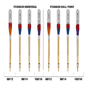 SINGER 04806 Titanium Universal Regular and Ball Point Machine Needles Combo Pack, 8-Count