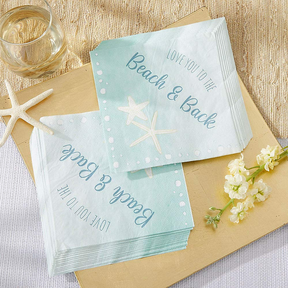 Kate Aspen Beach Themed Wedding Napkins, Thick Decorative Dinner Napkins, Luncheon Serveware, Perfect for Wedding Reception Or Bridal Shower, Turquoise, 1 Count (Pack of 30)