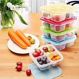 Gtthry Bento Snack Boxes,4-Compartment Snack Containers,Stackable Food Storage Containers with Lids,Reusable Bento Lunch Boxes,BPA Free Lunch Containers,Food Containers Dishwasher Safe(10 Pack)