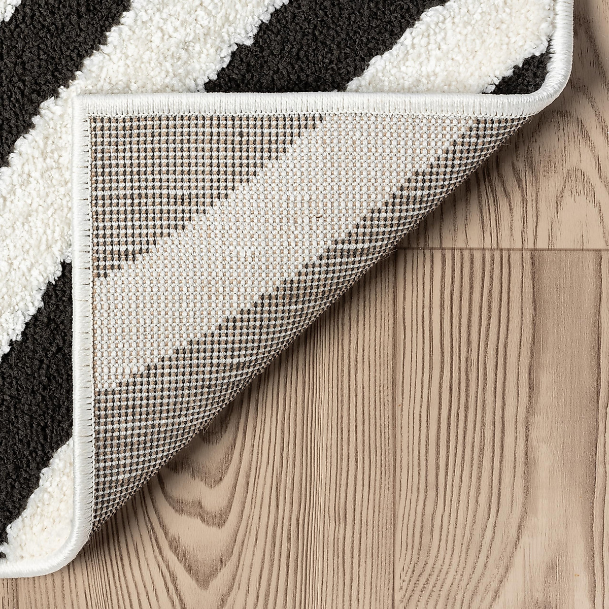 Abani Nomad Cream & Black Area Rug 8' x 10' for Living Room, Bedroom - Black Linear Curves Design - Durable & Easy to Clean