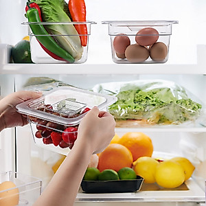 Sieral 10 Pcs Clear 1/6 Size Food Pan Restaurant Containers with Lids Square Cambro Storage Polycarbonate Salad Bar for Kitchen Food Prep (4 Inch,1.5 Quart)