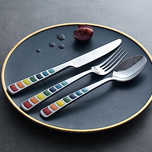 Unique Colorful Silverware Set for 6, Modern Stainless Steel Flatware Cutlery Tableware Utensil Set Knives Forks Spoons,Dinnerware Sets for Christmas Party Kitchen Wedding Gifts 30-piece