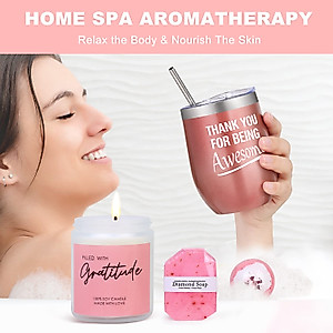 Thank You Gifts Box for Women, Thoughtful Unique Spa Appreciation Gift Basket for Coworker Boss Employee Hostess Teacher Secretary Nurse Volunteer Doctor Friend, Best Gratitude Gifts for Her (Pink)