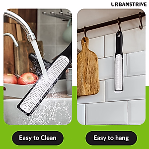 Urbanstrive Cheese Grater With Handle, Lemon Zester Graters for Kitchen Stainless Steel, Hand Grater for Ginger Garlic Nutmeg Chocolate Fruits Vegetables, Sharp, Non-Slip Handle & Foot, Black
