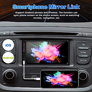 7 Inch Double Din Car Stereo for Apple Carplay & Android Auto with Voice Control,Bluetooth5.2,MirrorLink, Car Radio with Waterproof Front/Backup Camera,Subwoofer,HD Touch Screen SWC/USB/SD AM/FM/AUX