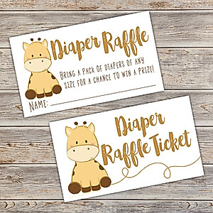 50 Giraffe Diaper Raffle Tickets | Gender Neutral Baby Shower Game