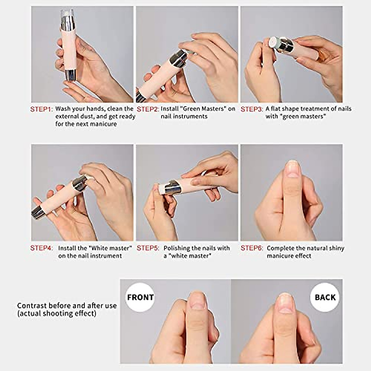 Premium Electric Manicure Pedicure Tool, Rechargeable Nail Buffer and Polisher, Easily File and Shine Fingernails, Toenails for Naturally Beautiful Looking Nails