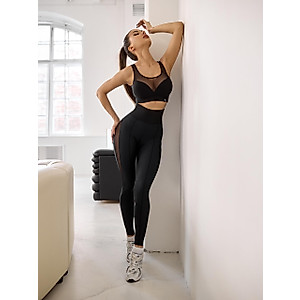 Bona Fide Premium Quality High Waisted Leggings for Women with Unique Design and Tummy Control - Womens Workout Leggings, L, Black