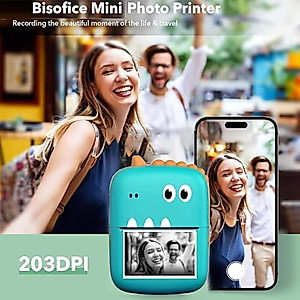 Mini Thermal Printer, 200DPI Bluetooth Receipt Printer, Inkless Pocket Printer with APP, Portable Black White Printer for Pictures Labels Texts, Compatible with iOS Android Phone