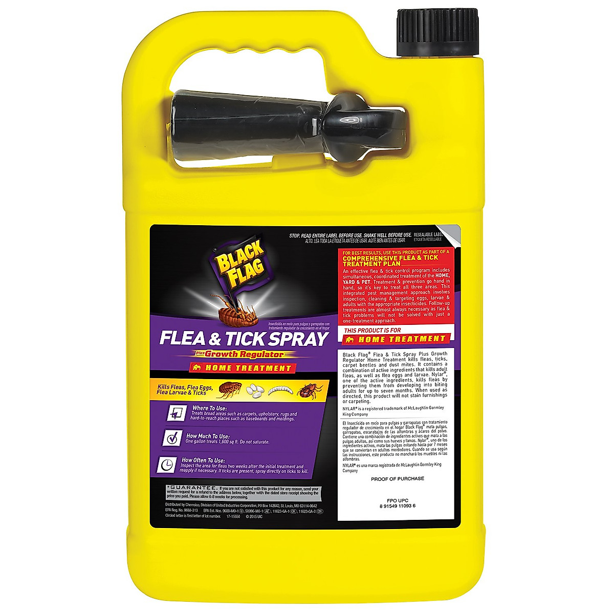 Black Flag Flea & Tick Killer Home Treatment with Growth Regulator Spray, 1 gallon