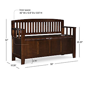Linon Home Dcor Linon Home Decor Cynthia Storage Bench, 50"w x 17.25"d x 32"h, Walnut