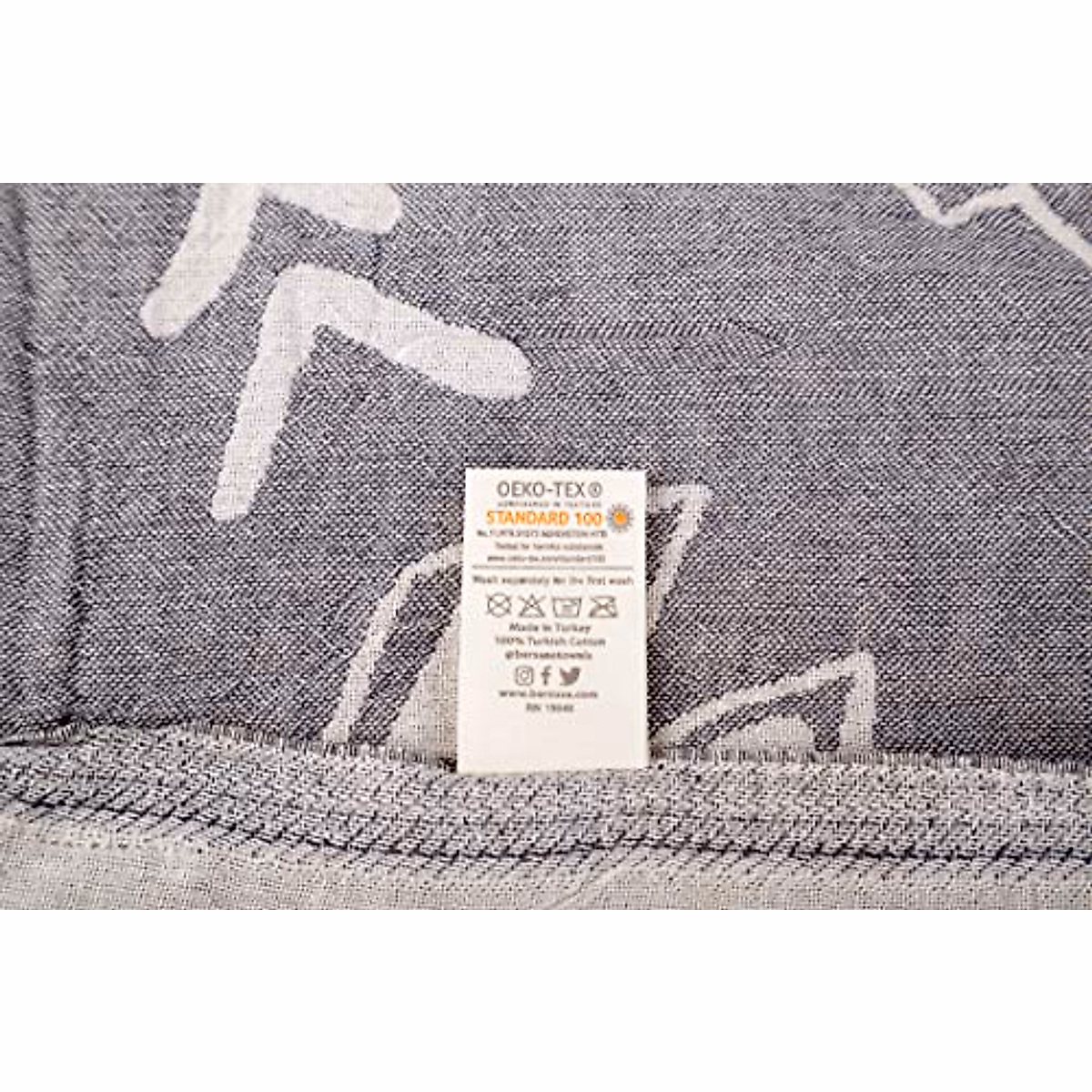 Bersuse 100% Cotton Kona XL Throw Blanket Turkish Towel - 75x90 Inches, Anthracite