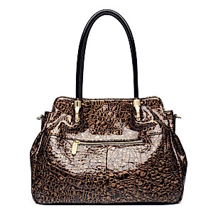 FEIMINA Genuine Leather Tote Bag, Leather Purse for Woman, Top Handle CrossBody Bag Patent Leather Shoulder Bag with Strap