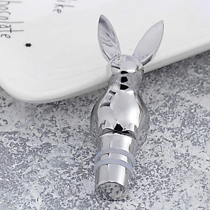 Cabilock Bunny Wine Stopper Zinc Alloy Beverage Wine Bottle Stoppers Bunny Rabbit Heads Airtight Seal Bottle Plug for Wedding Easter Party Rabbit Head Bottle Stopper