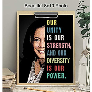 Kamala Harris Madam Vice President Inspirational Quotes Wall Art for African American Women, Girls - Political Gifts - Patriotic Decor - Feminism Feminist Gifts - 8x10 African American Wall Art