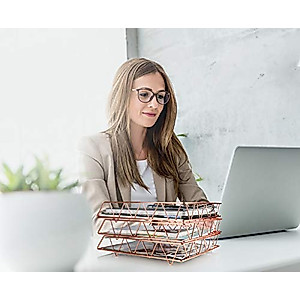 3 NRU, 3 Tier Organizer, File Tray, Rose Gold, Metal Letter, Tray File Organizer