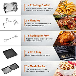 CROWNFUL Smart Air Fryer, 10.6 Quart Large WiFi Convection Toaster Oven Combo with Rotisserie & Dehydrator, Works with Alexa & Google Assistant, Accessories and Online Cookbook Included