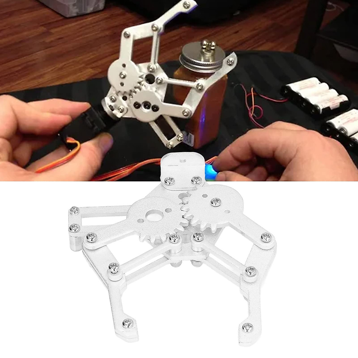 Robot Clamp, Mechanical Claw Arm Robot Clamp Aluminium Alloy High Strength Accessory Educational Science Kits for MG995 Servo, Childrens Electronics robot kit robot arm robot claw