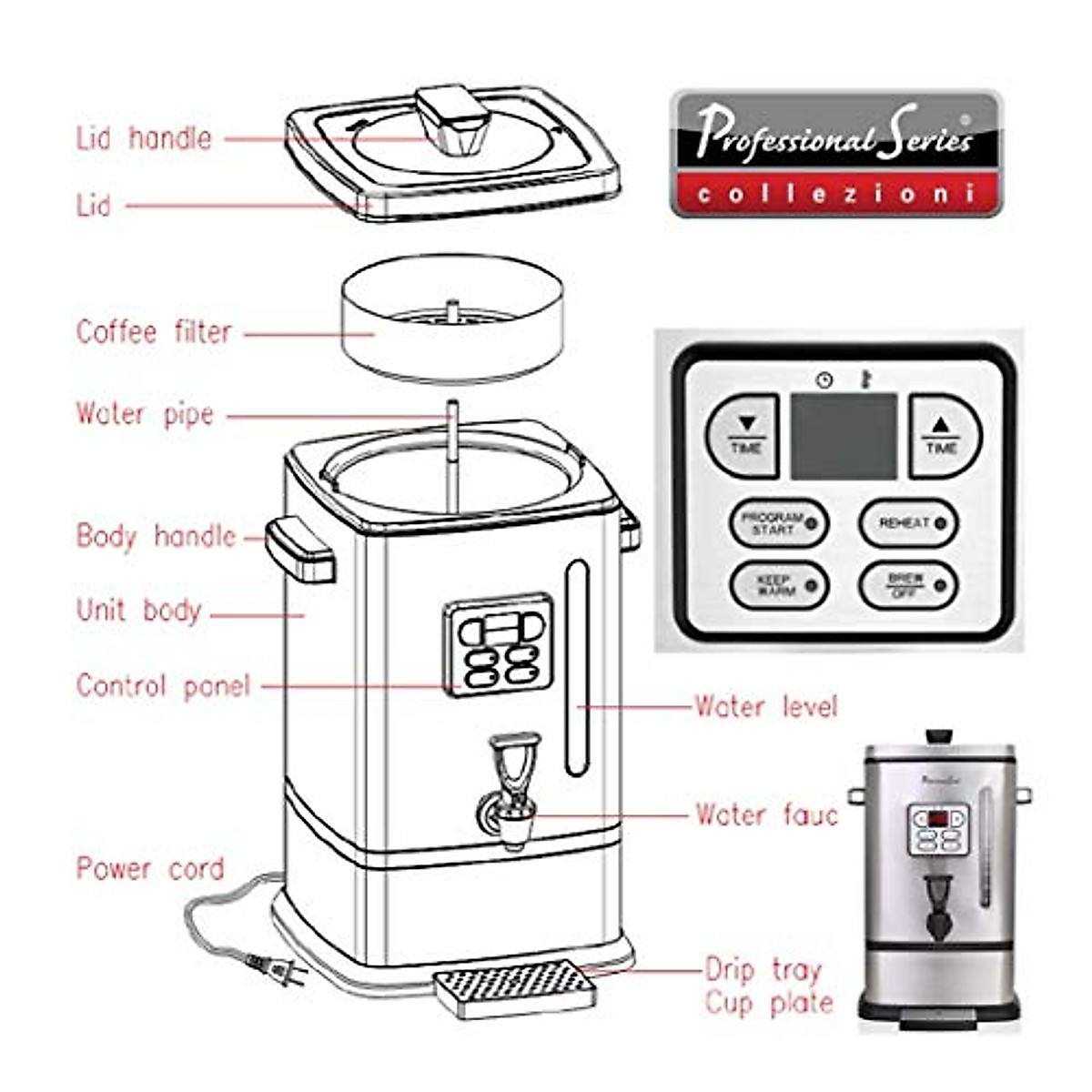 Professional Series, 50-Cup Digital Coffee Urn, Programmable Timer, Stainless Steel Filter & Body