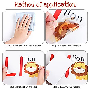 Alphabet Wall Stickers Kids Toddler Decors Animal ABC Stickers Removable Letters Number Decals Girls Boys Nursery Bedroom Living Room