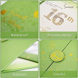 Crenics Sweet 16 Birthday Decorations, Creative 16th Birthday Guest Book Alternative, Sage Green 16th Birthday Signature Book 18" x 12", Great 16 Years Old Birthday Gifts for Girls