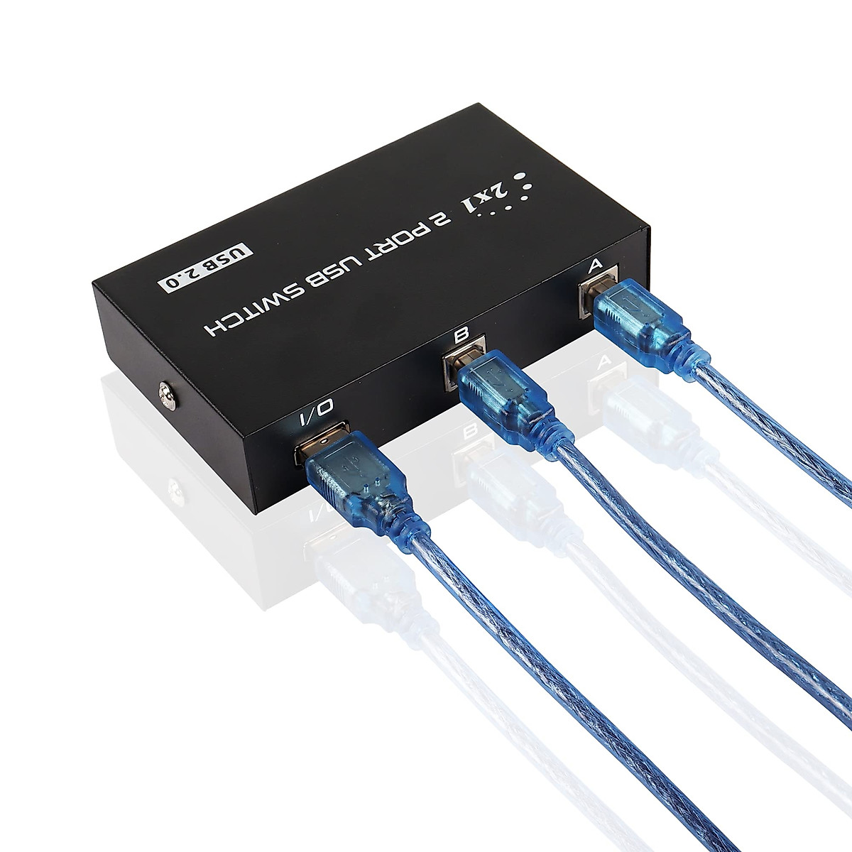 QIANRENON Printer Sharing Switch, 2-Port USB 2.0 Switch Adapter for USB Device Port Sharing Between 2 Computers (2 Switch),with 2 Pack USB 2.0 Male Cable