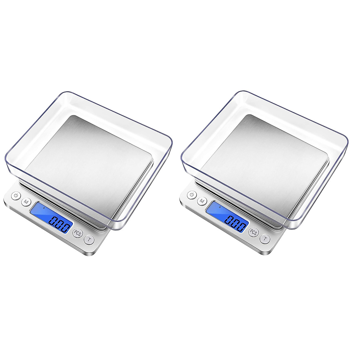 Aibileec Food Weight Scale Measure 0.1G-2000G (Ounces Grams DWT GN CT) Pocket Size Come with Two Trays (2 Pack)