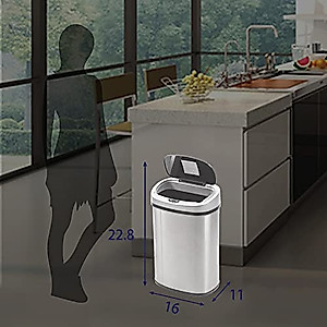 13 Gallon / 50 Liter Trash Can Automatic Garbage Can with Lid for Kitchen Bathroom Bedroom Home or Office High-Capacity Brushed Stainless Steel Touch Free Waste Bin