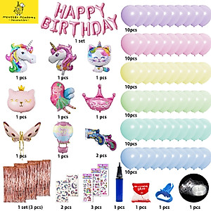 UNICORN BIRTHDAY DECORATIONS FOR GIRLS: Wearable Butterfly Wing, Warm Butter Pastel Balloon Garland, HUGE FOIL Balloon, Balloon Pump (thank me later), Magical Girl's Birthday Decorations.