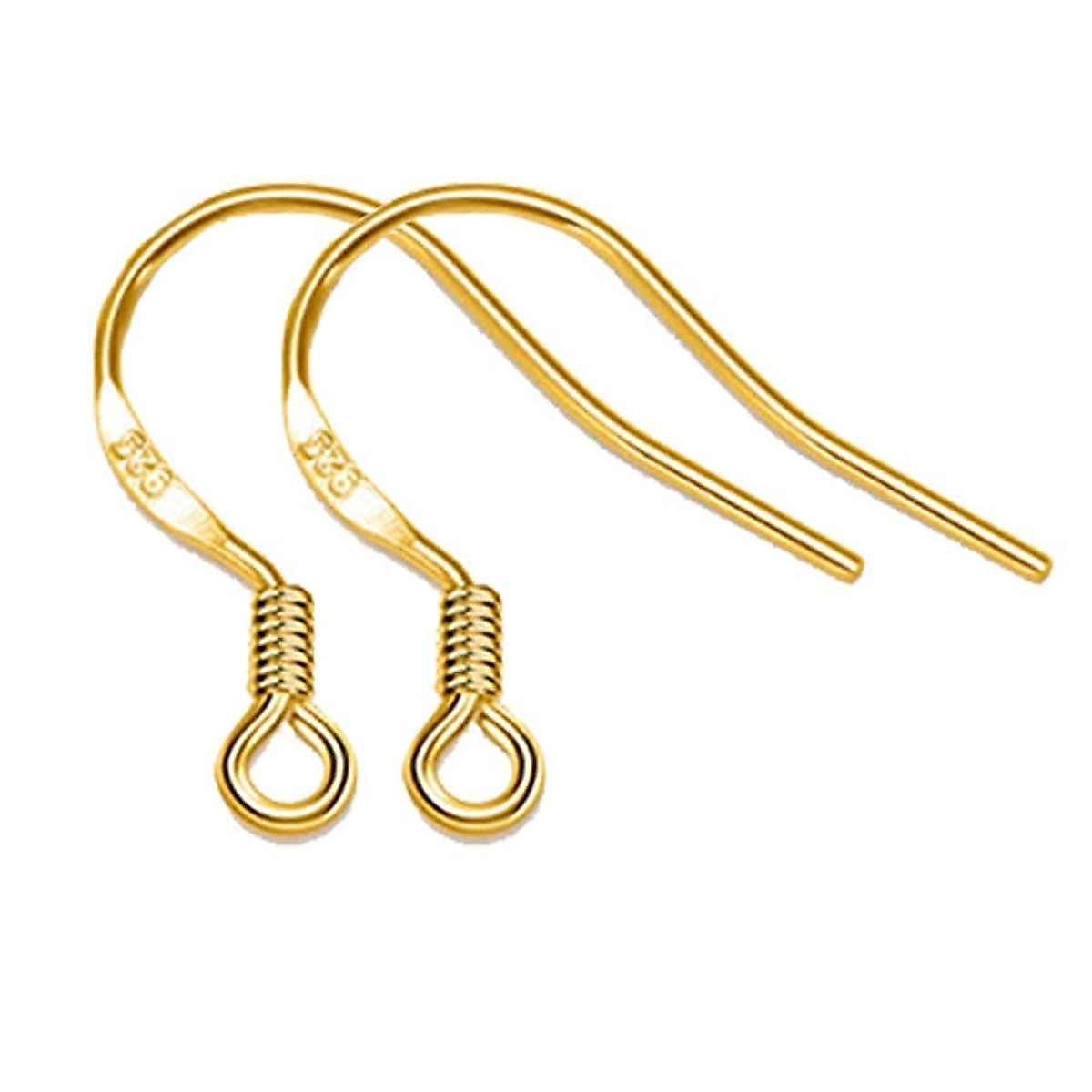 Gold Fishhook Earring Hooks - 120 PCS/60 Pairs 18K Gold Hypoallergenic Ear Wires Fish Hooks for Jewelry Making, Jewelry Findings Parts with 120 PCS Rubber Earring Backs Stopper for DIY Earrings