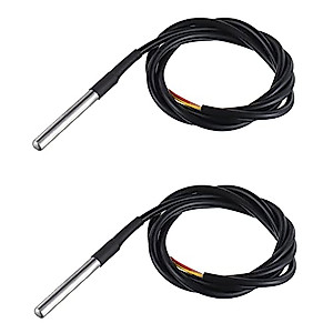 BOJACK DS18B20 1M Temperature Sensor Temperature Probe Stainless Steel Package Waterproof(Pack of 2 Pcs）