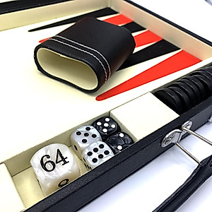 Luck Lab Backgammon Pearl Dice Set - 22 mm Doubling Cube and Four 16 mm Dice with Bonus Storage Bag, Black/White Marbleized