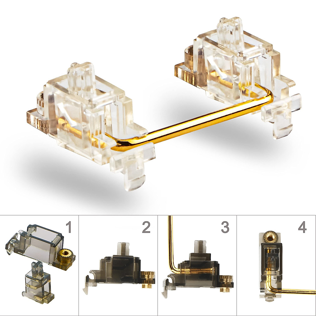 New Fashion Kingdom Keyboard Stabilizers Gold Plated PCB Screw-in Stabilizers 2u 6.25u 7u Mechanical Keyboard Stabilizers Mechanical Keyboard Accessories for 60/87 Keyboard – Transparent