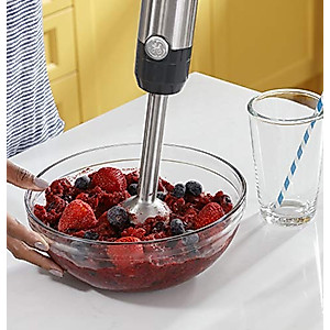 GE Immersion Blender | Handheld Blender for Shakes, Smoothies, Baby Food, Soups & More | 2-Speed Functionality | Easy Clean Kitchen Essentials | 500 Watts | Stainless Steel