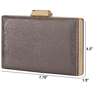 JNB Women's Metallic Material Hard Case Evening Party Clutch,Gold