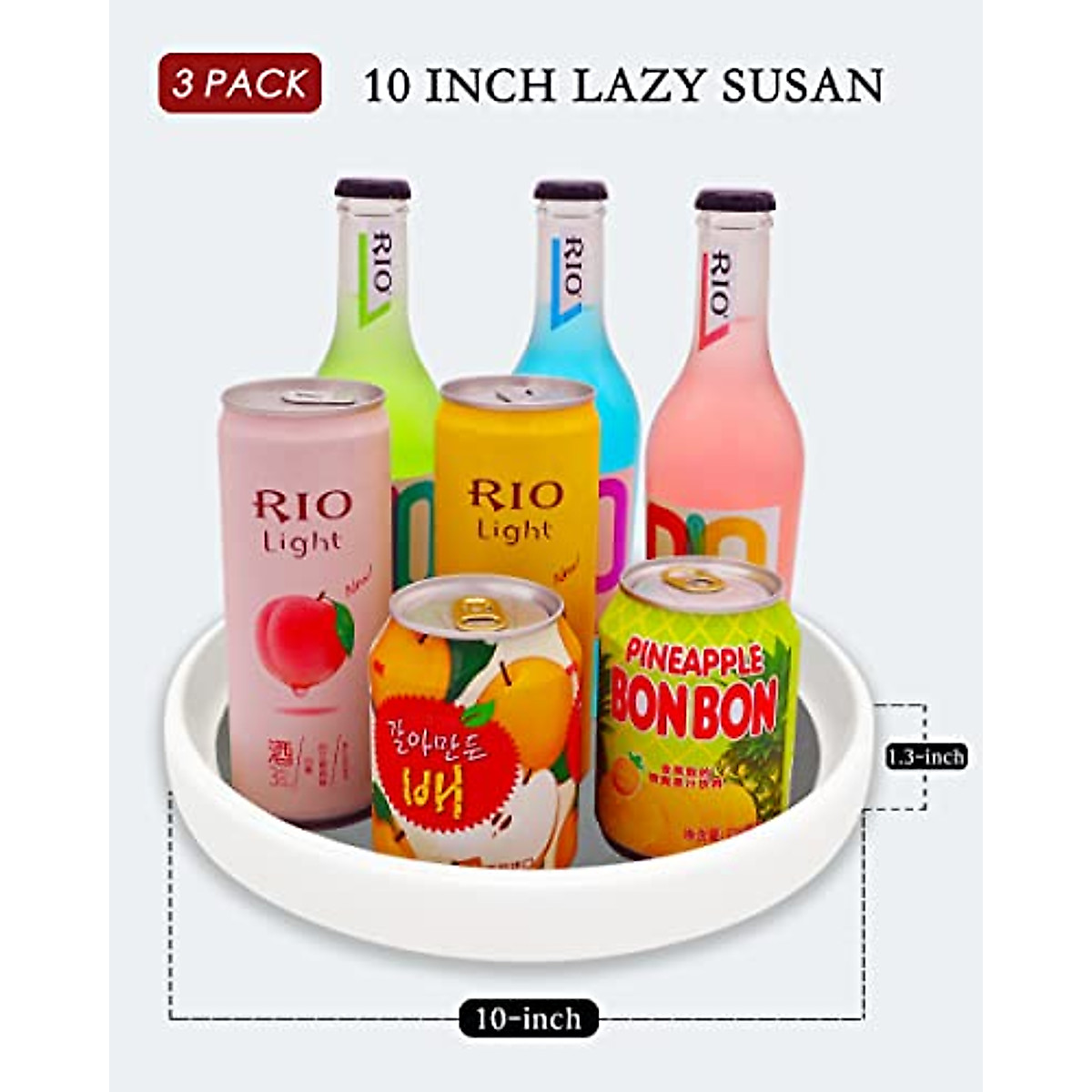 3Pack 10inch Lazy Susan and 2Pack 12inch Lazy Susan Organizer